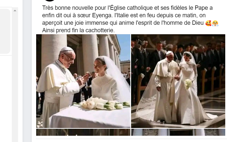 Ces pretendues images du mariage du pape François ont été générées par ...
